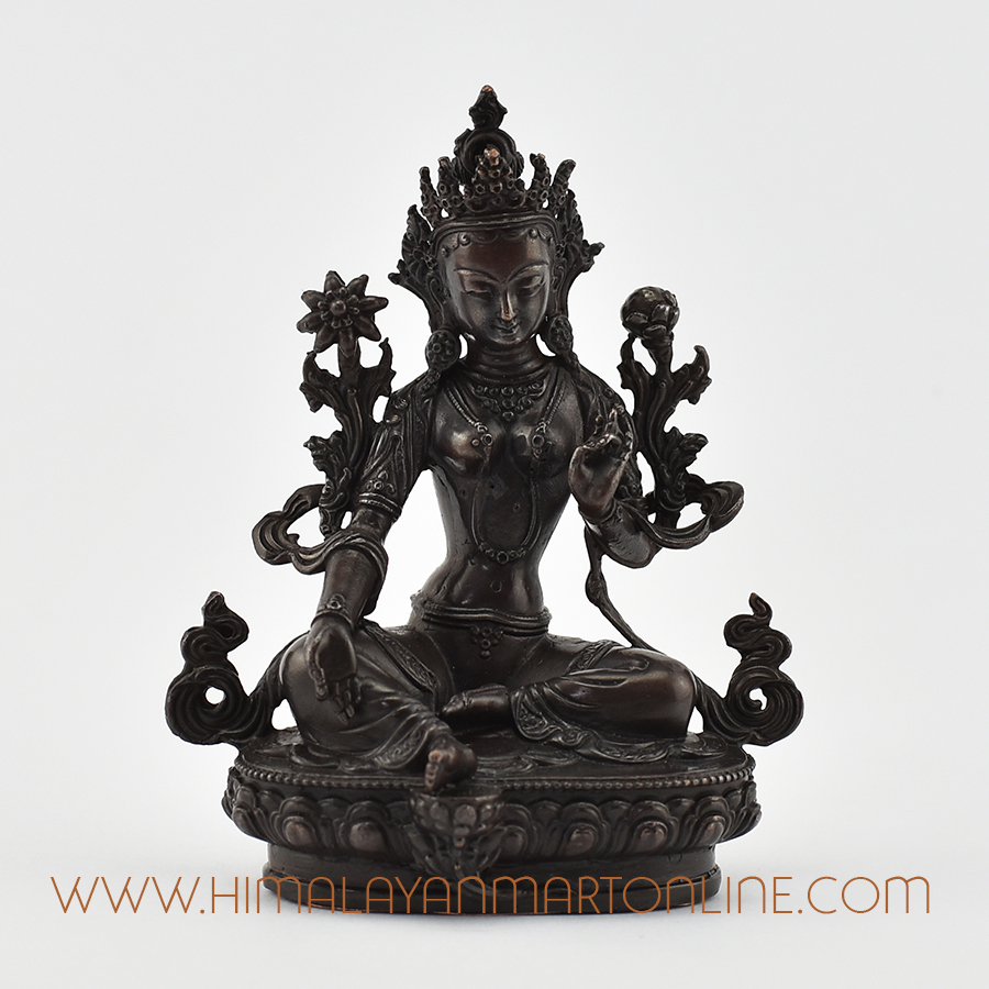 Oxidation Finish Dholma Statue: Green Tara – The Saviouress.