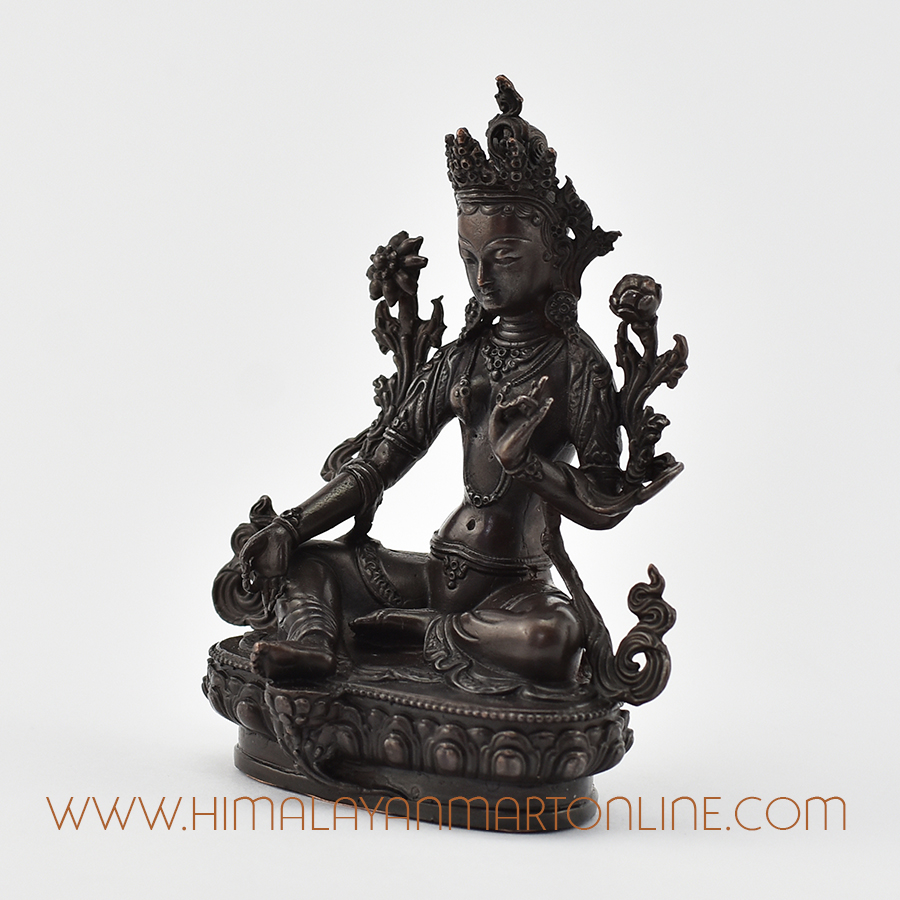 Oxidation Finish Dholma Statue: Green Tara – The Saviouress.