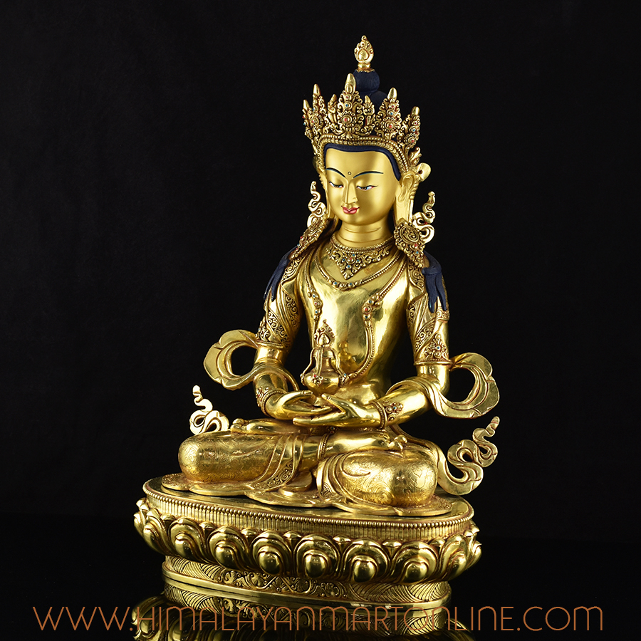 Tibetan Bodhisattva Amitayus Statue: The Buddha of Infinite Life