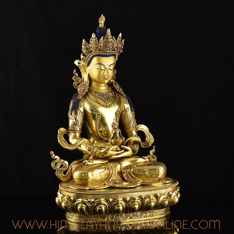 Tibetan Bodhisattva Amitayus Statue: The Buddha of Infinite Life
