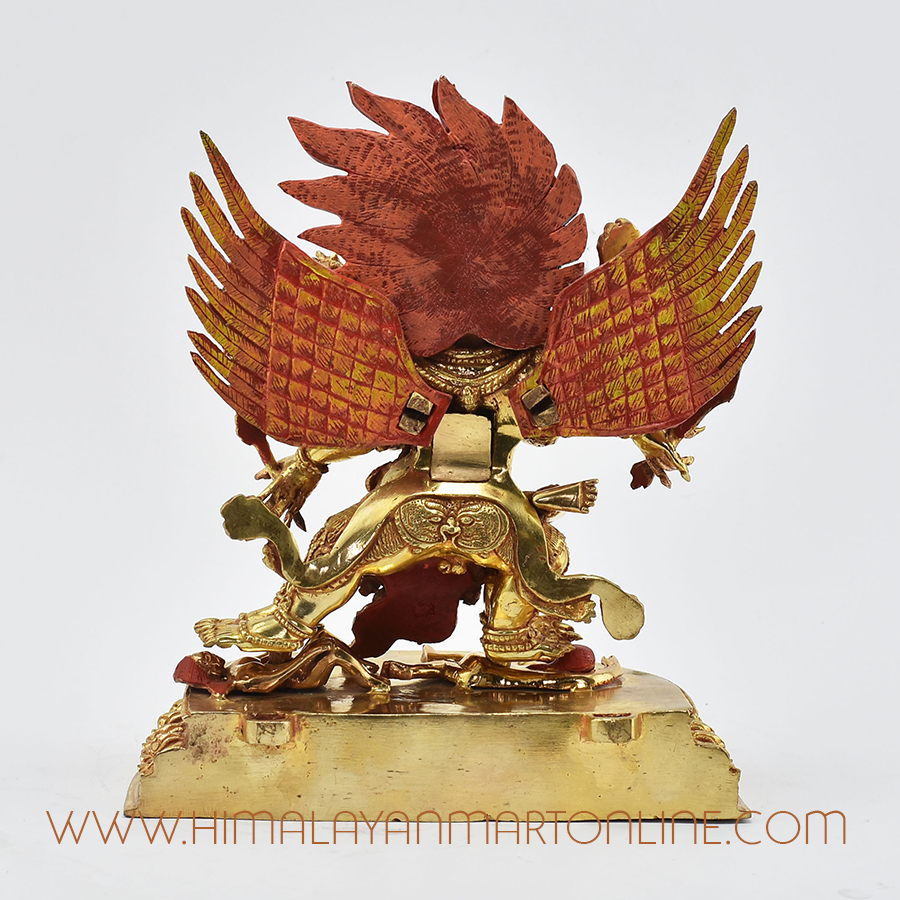 Hand-Carved Hayagriva Statue is crafted from copper alloy.