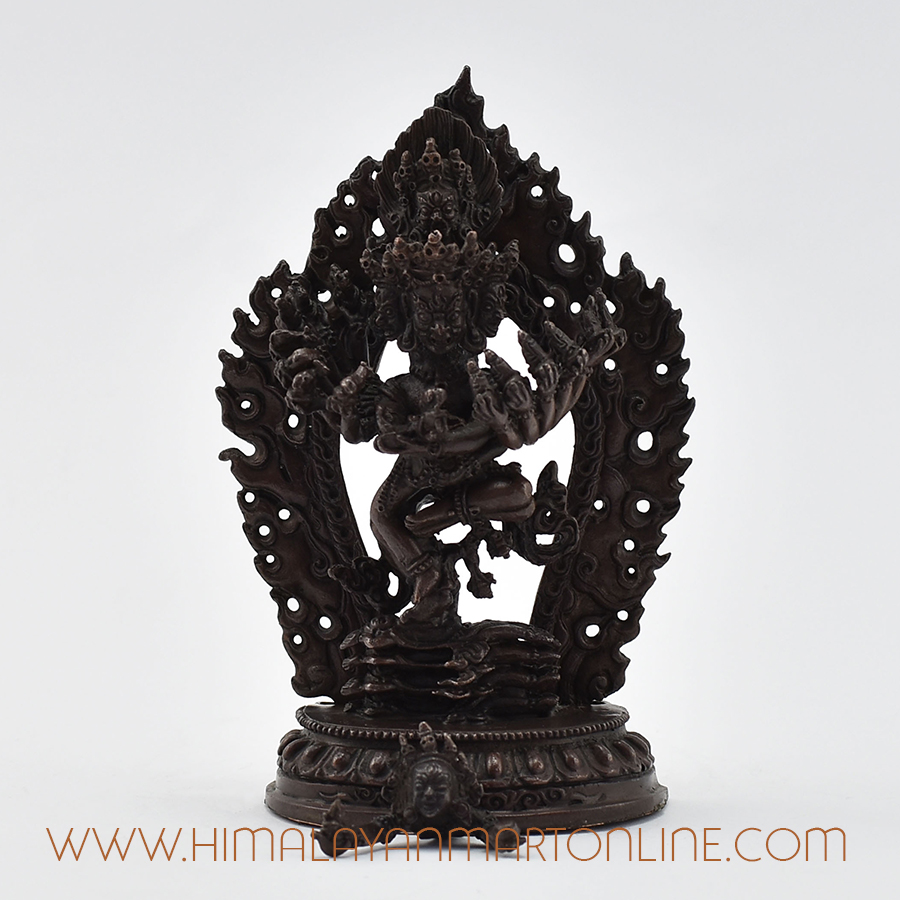 Small Hevajra Nairatmya Statue is handcrafted from copper alloy