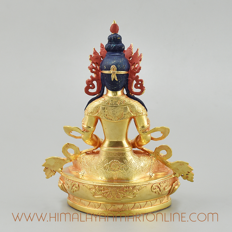 The Handcrafted Amitayus Statue made from copper alloy.