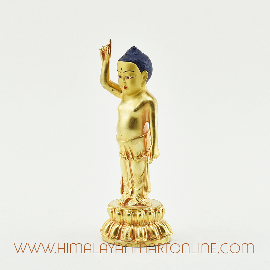 Standing Baby Buddha Statue – Gold-Plated Spiritual Art